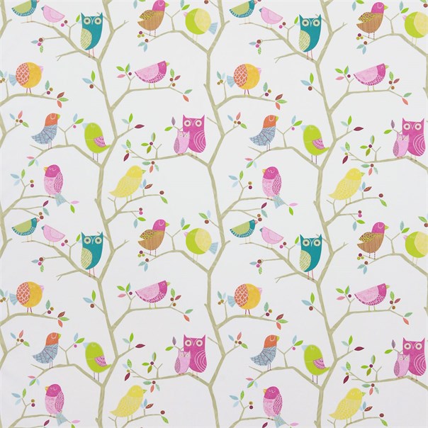 What A Hoot Pink Aquamarine Lime and Natural by Harlequin - Fabric By ...
