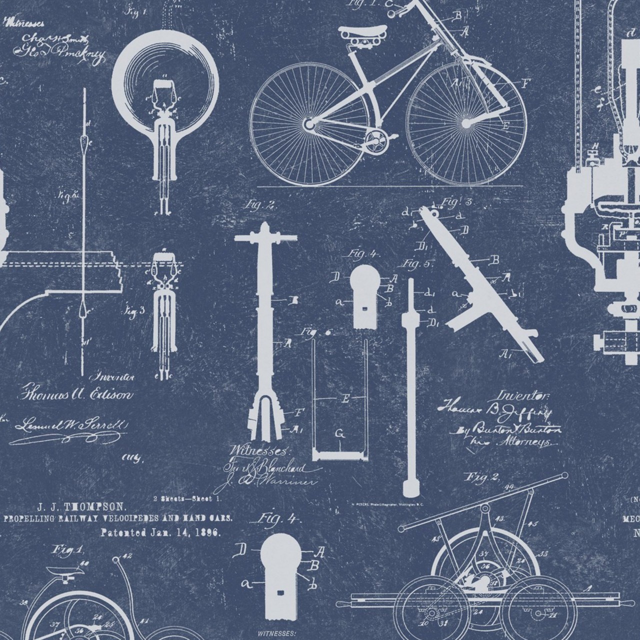 Patents Blue Premium Mural by MINDTHEGAP - Wallpaper - WP20050 ...